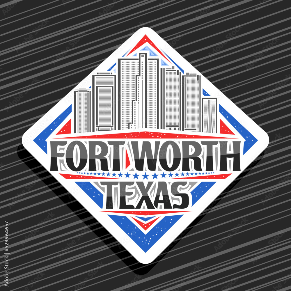 Vector logo for Fort Worth, white rhombus road sign with line ...