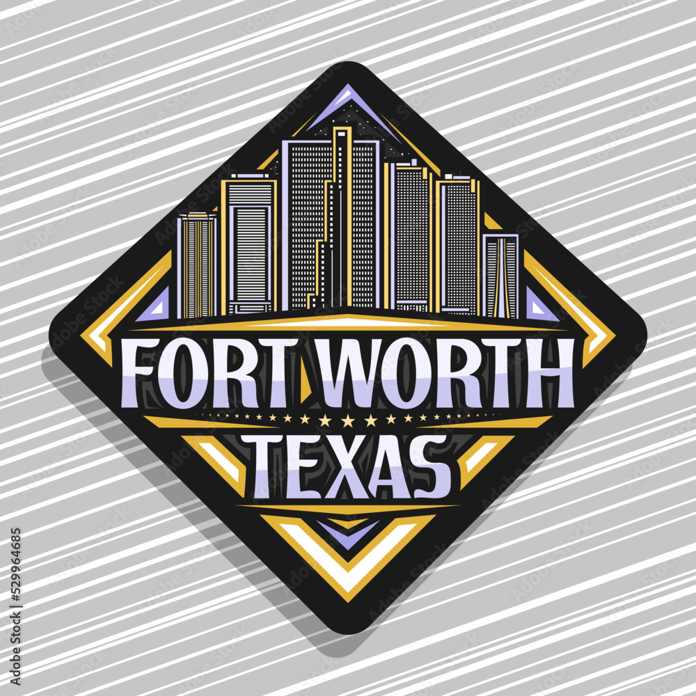 Vector logo for Fort Worth, black rhombus road sign with line ...
