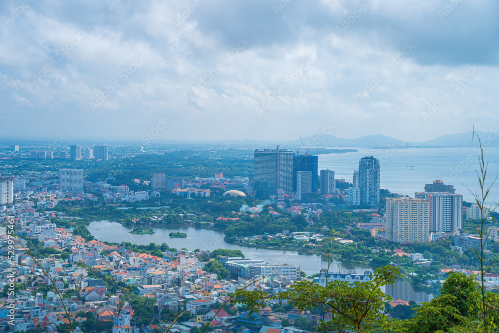 Panorama of Vung Tau city from the lighthouse in the mountain. Vung Tau ...