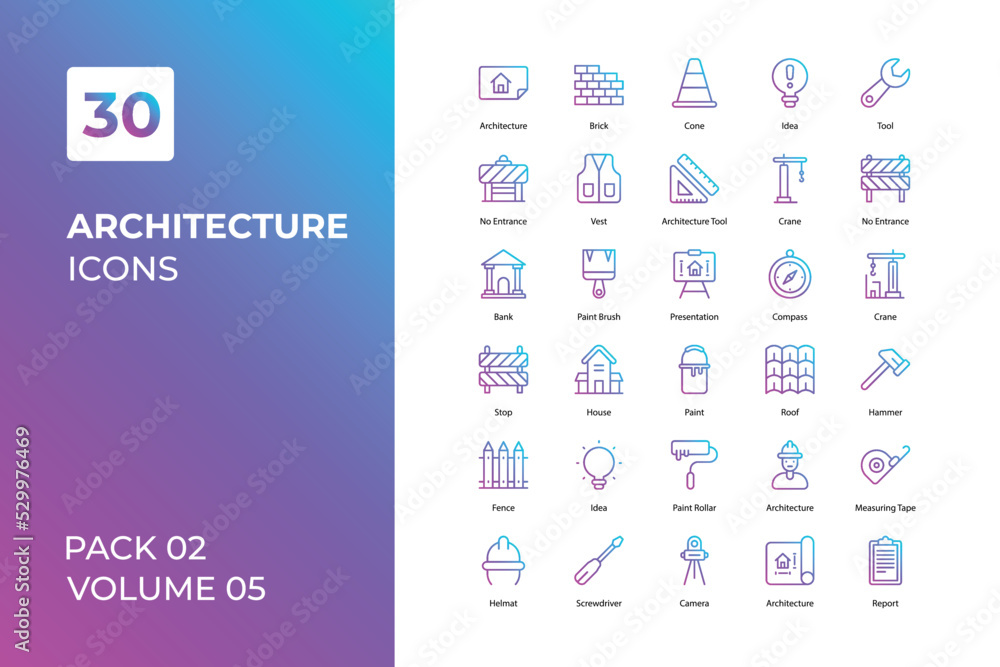 Architecture icons collection. Set vector line with elements for mobile ...