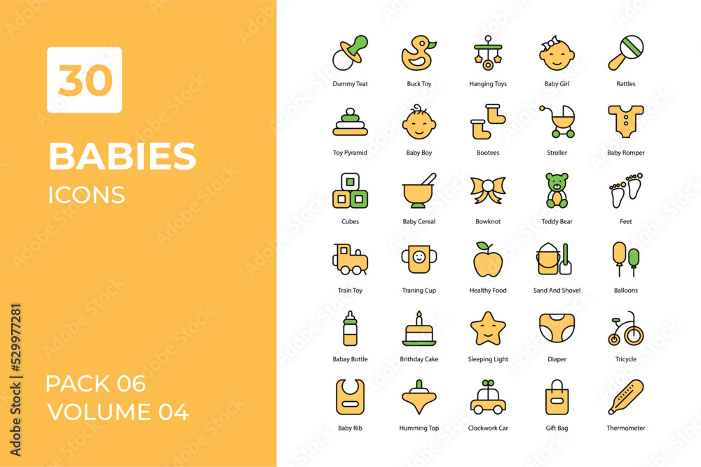 Babies icons collection. Set vector line with elements for mobile ...