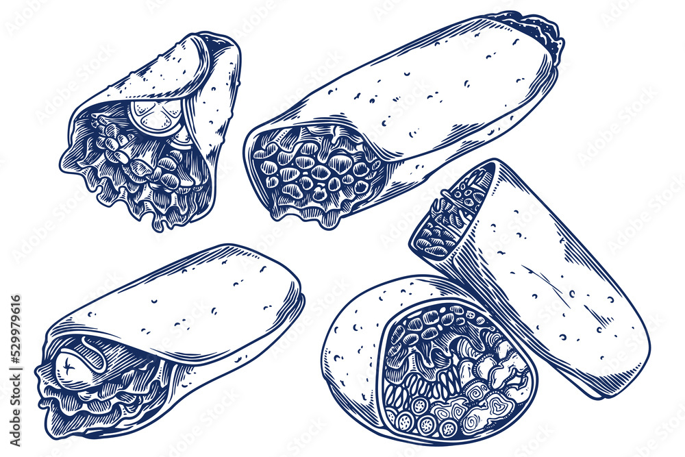 food engraving hand drawing set of kebabs isolated on white background ...