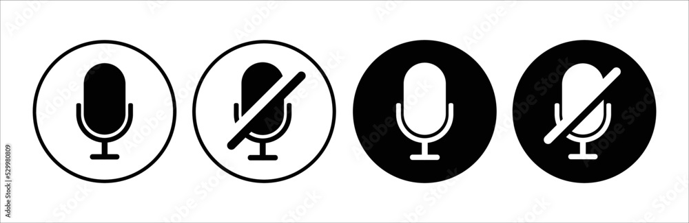 Microphone icon . Web icons or signs . Web and mobile icons. Mute and ...