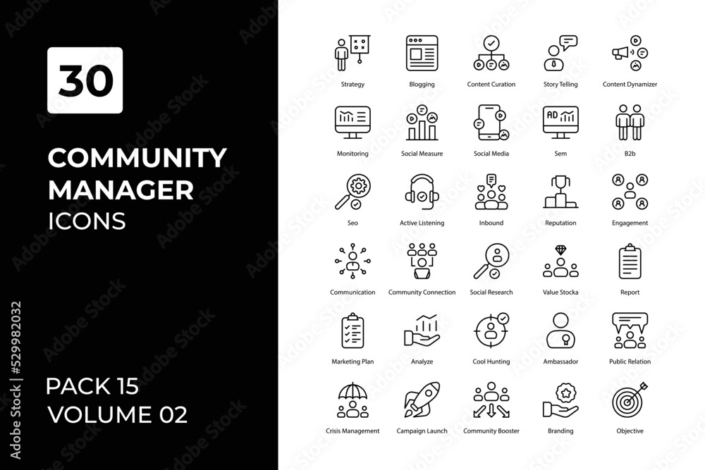 Community Manager icons collection. Set contains such Icons briefcase ...