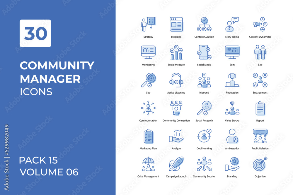 Community Manager icons collection. Set contains such Icons briefcase ...