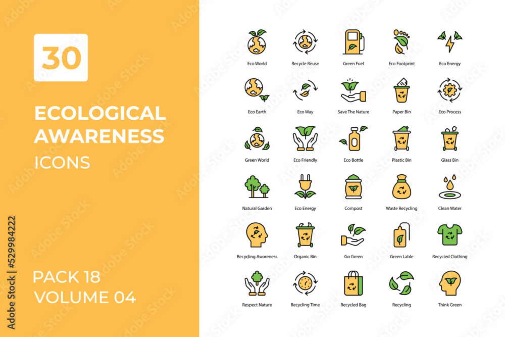 Ecological Awareness icons collection. Set contains such Icons as ...