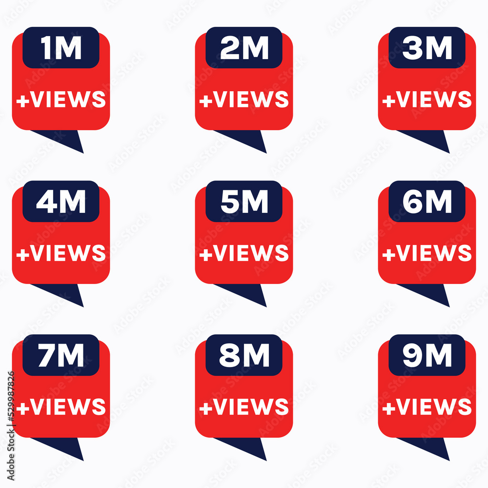 million views celebration banner background design 1 million views to 9 ...