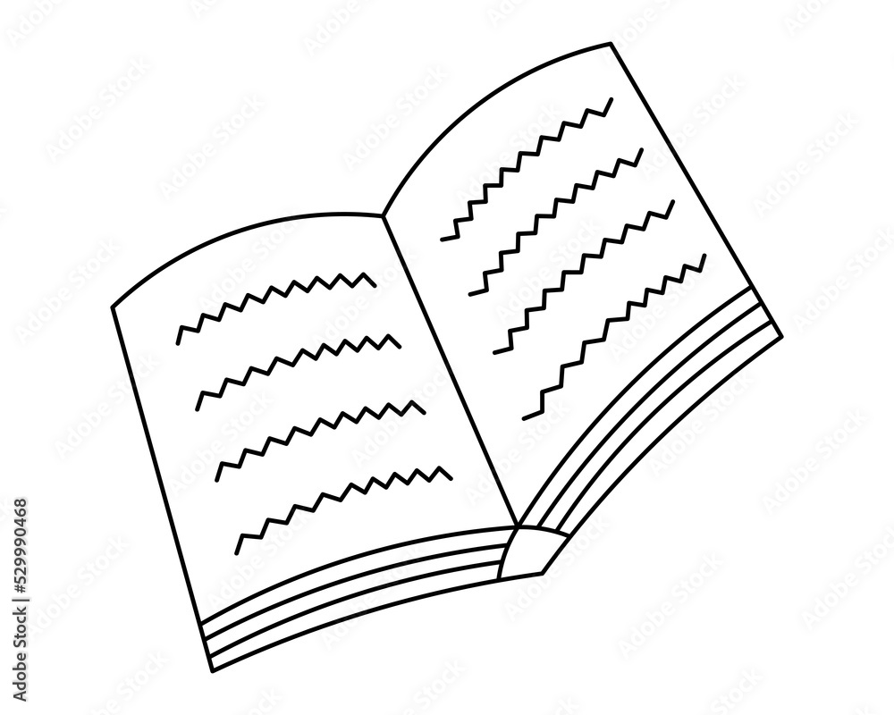 Book. View from above. Sketch. Vector illustration. Brochure in open ...