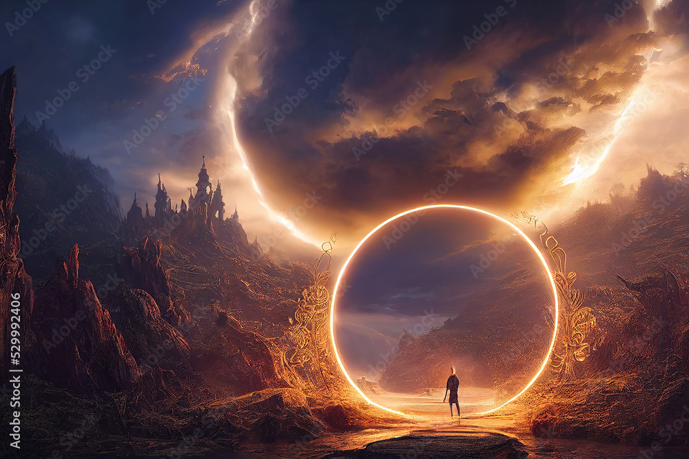 beautiful mystical portal to another world, colorful fantasy ...