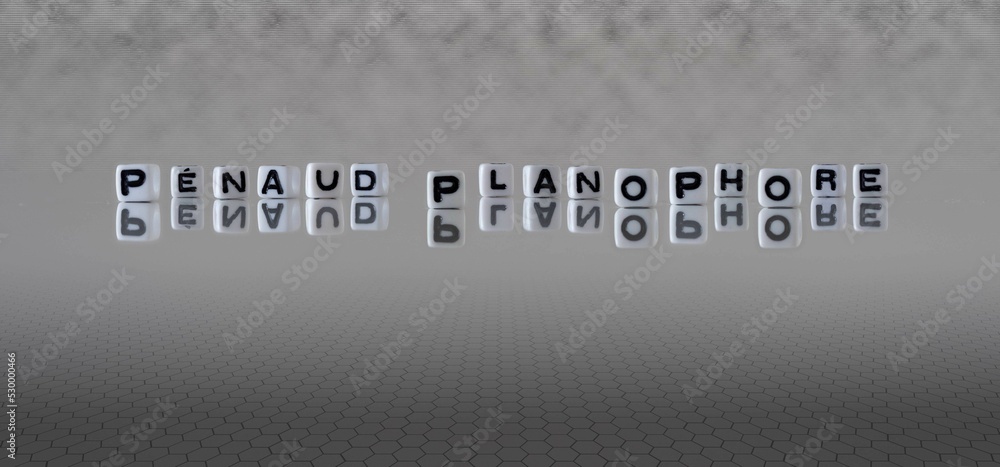 pénaud planophore word or concept represented by black and white letter ...