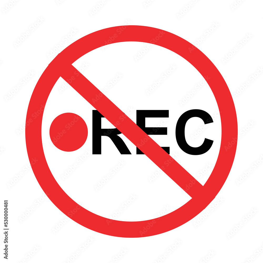 Video recording is prohibited. Camcorder icon is missing. Flat style ...
