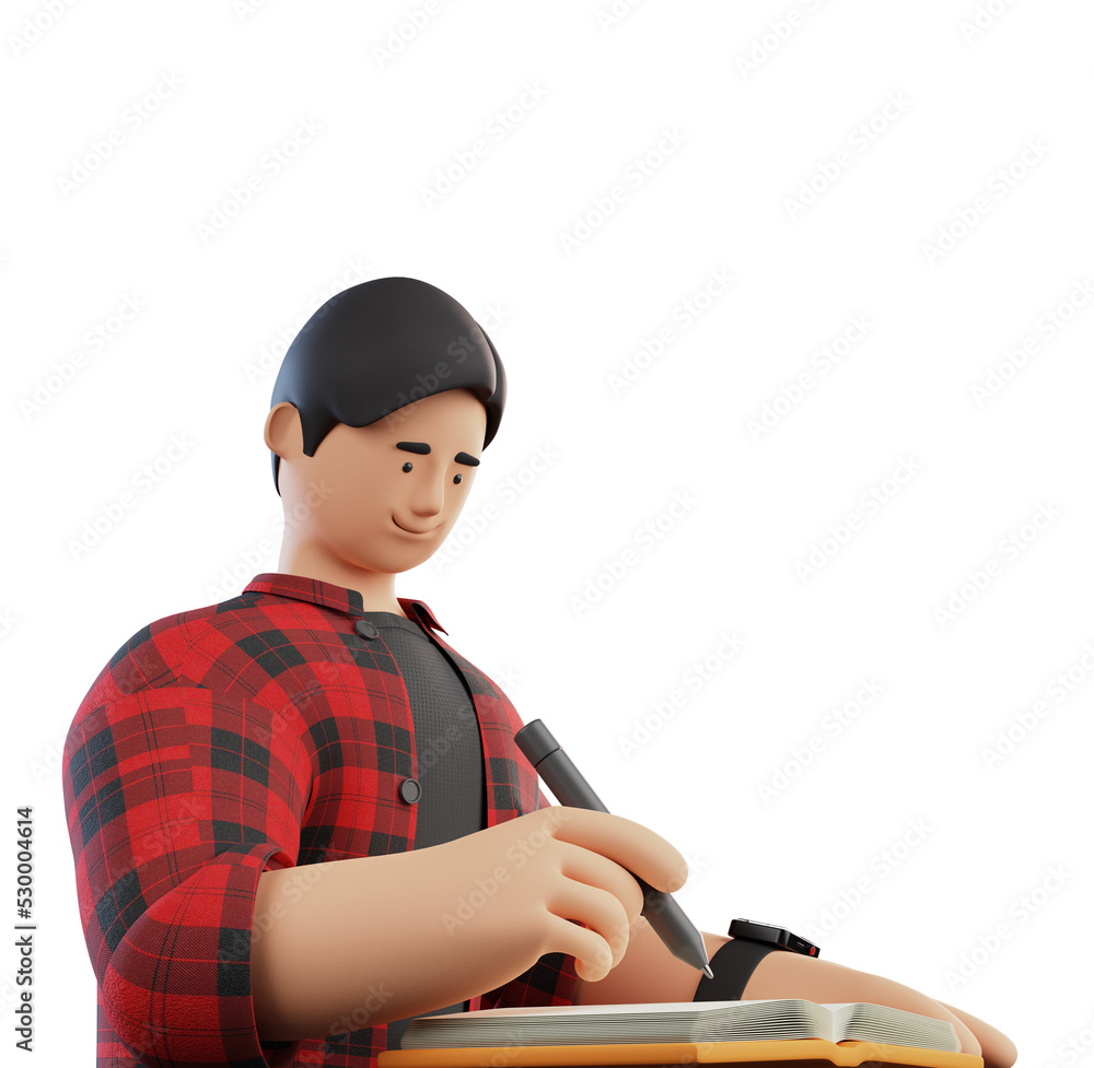 A Cartoon Person Writing A Book