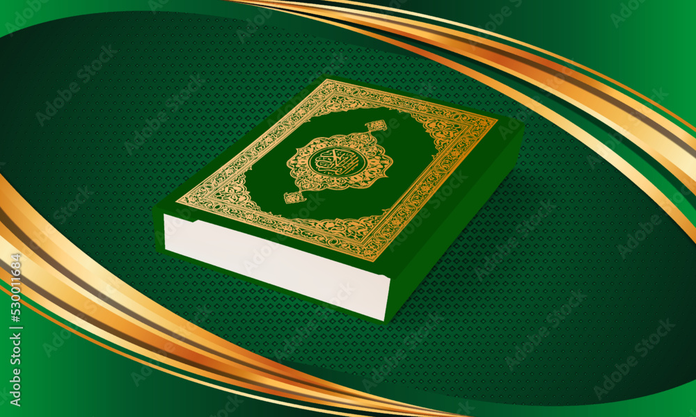 Islamic Elegant green Luxury Ornament Background with Quran Stock ...