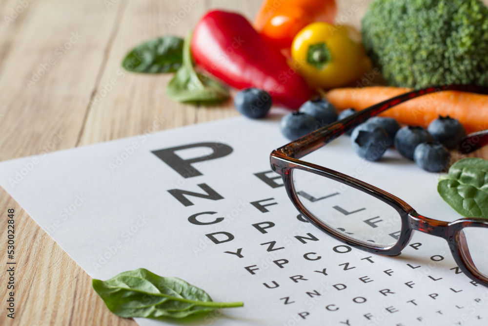 Food for eyes health, colorful vegetables and fruits, rich in lutein ...