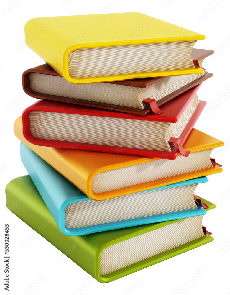Multi-colored book stack on transparent background. Stock Illustration ...