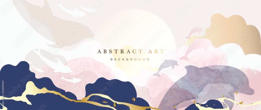 Luxury watercolor ocean background vector. Elegant abstract wallpaper ...