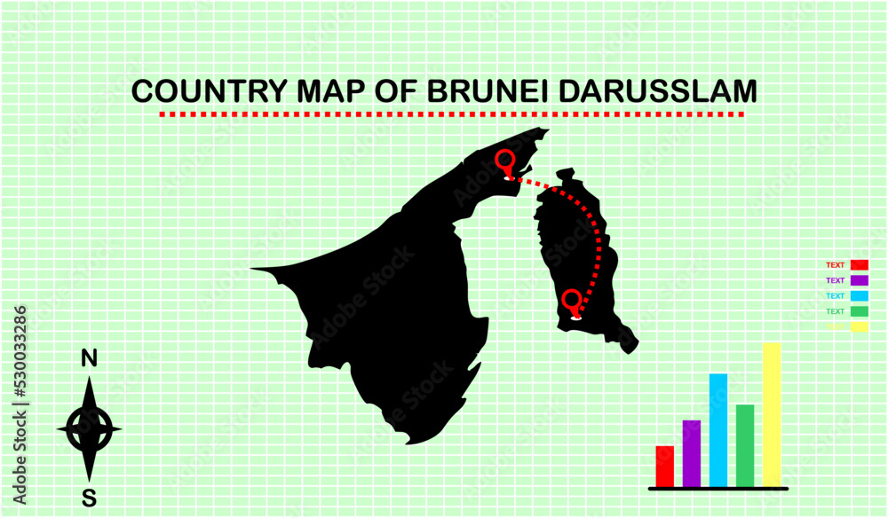 VECTOR MAP OF BRUNEI DARUSSALAM WITH GRID BACKGROUND. ACCOMPANYED WITH ...
