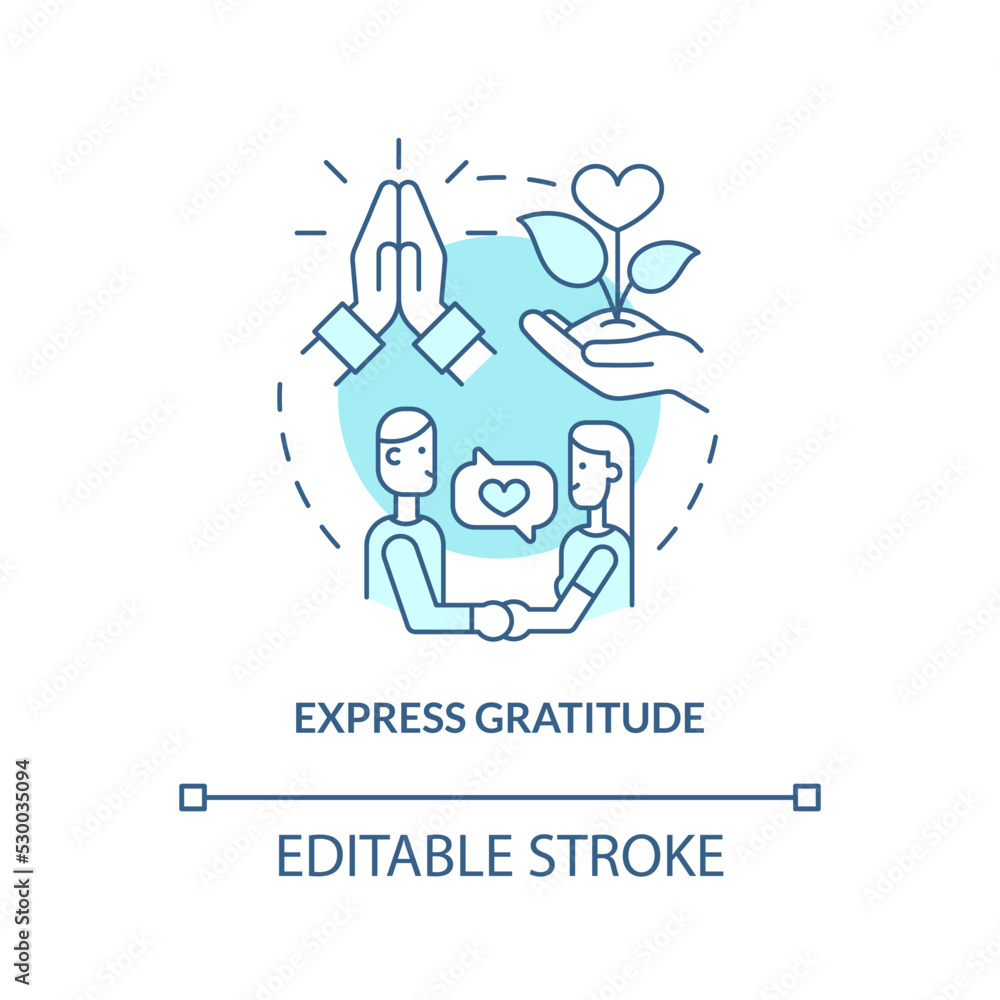 Express gratitude turquoise concept icon. How to repair relationship ...
