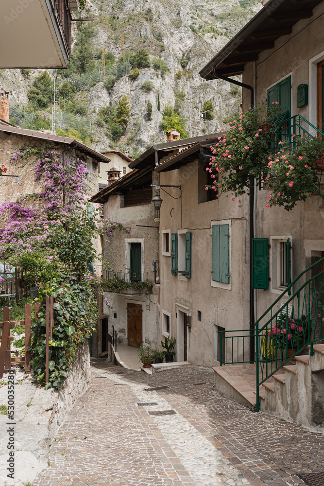 Old historic Italian architecture. Traditional European village rustic ...