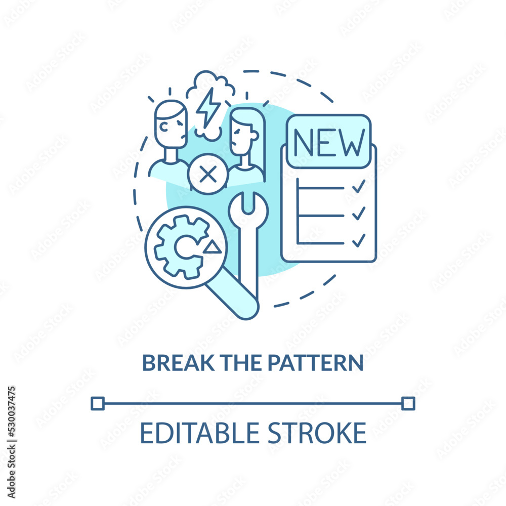 Break pattern turquoise concept icon. Fixing relationship after big ...