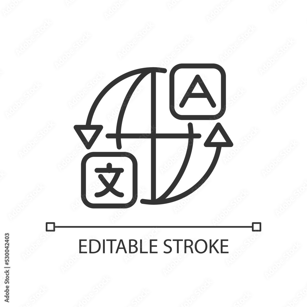 Machine translation software linear icon. Localization service ...