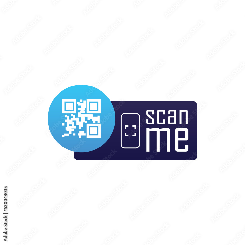 Scan me label or badge for apps and stickers, vector illustration ...