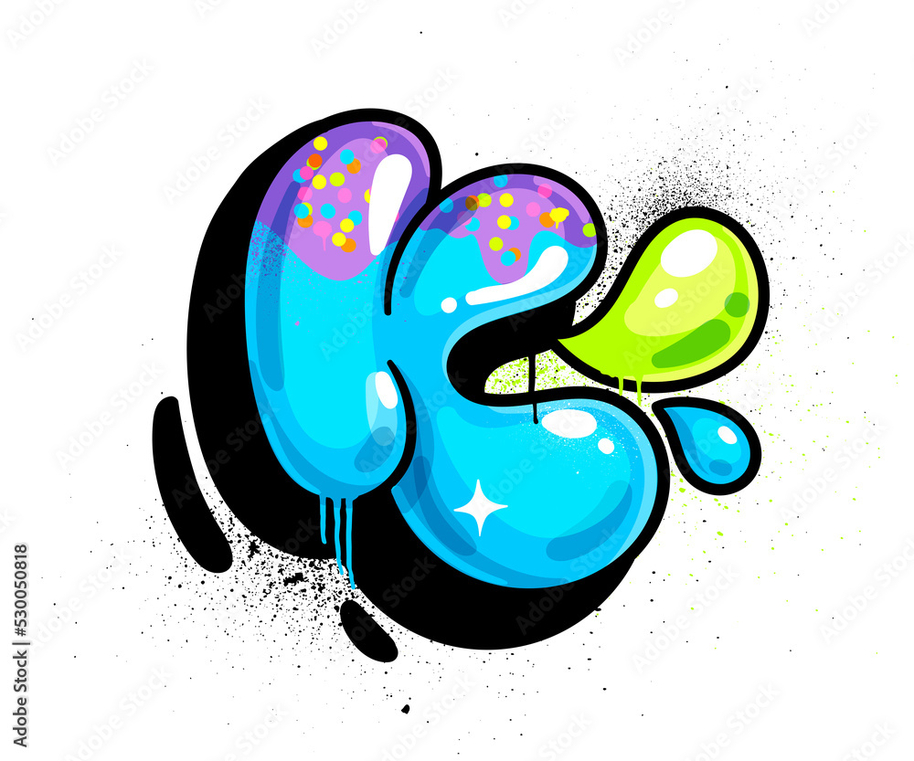 Cartoon letter K logo in graffiti flop style. kids colorful ...