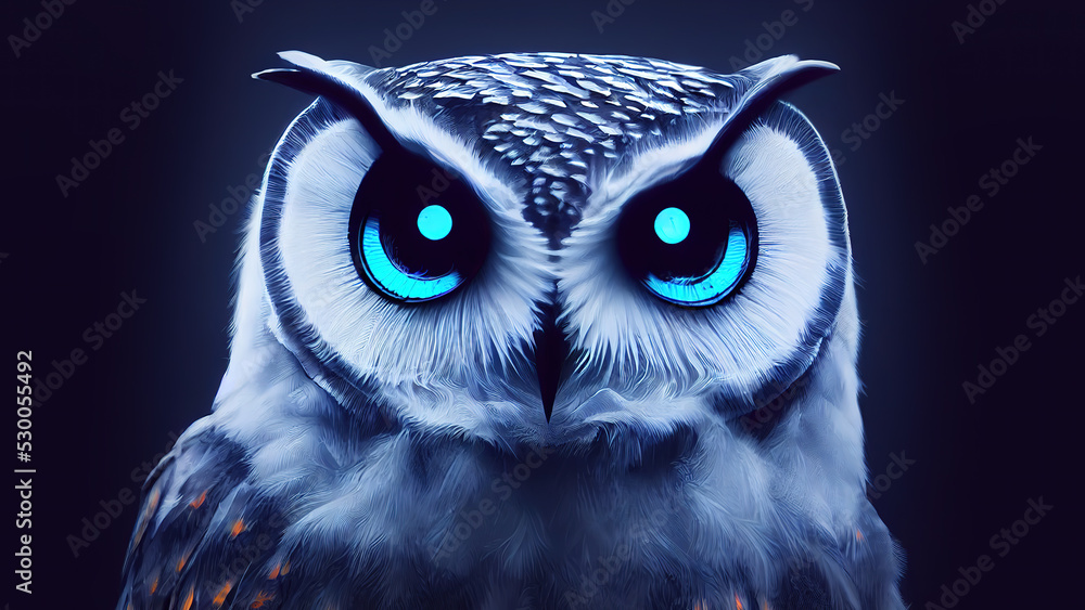 Stylized owl, portrait. Poster and Wall Art Prints. Stock Illustration ...