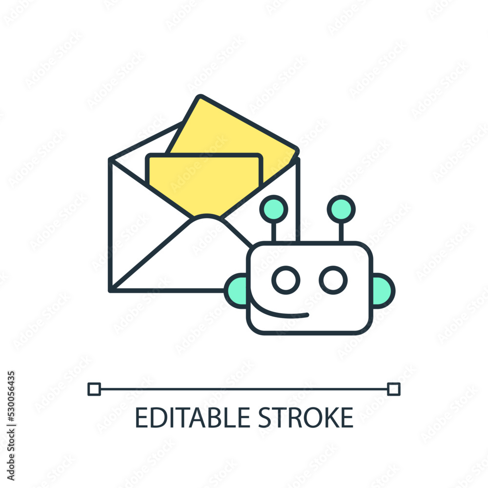 Chatbot notifications RGB color icon. Automatic messages sanding ...