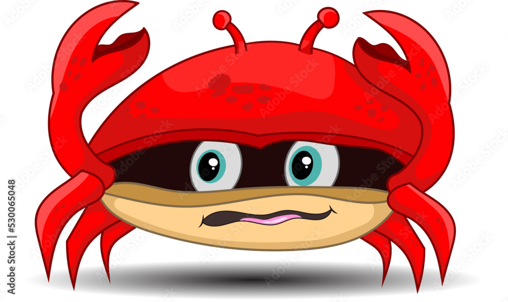 cartoon crab with scared expression isolated white background Stock ...