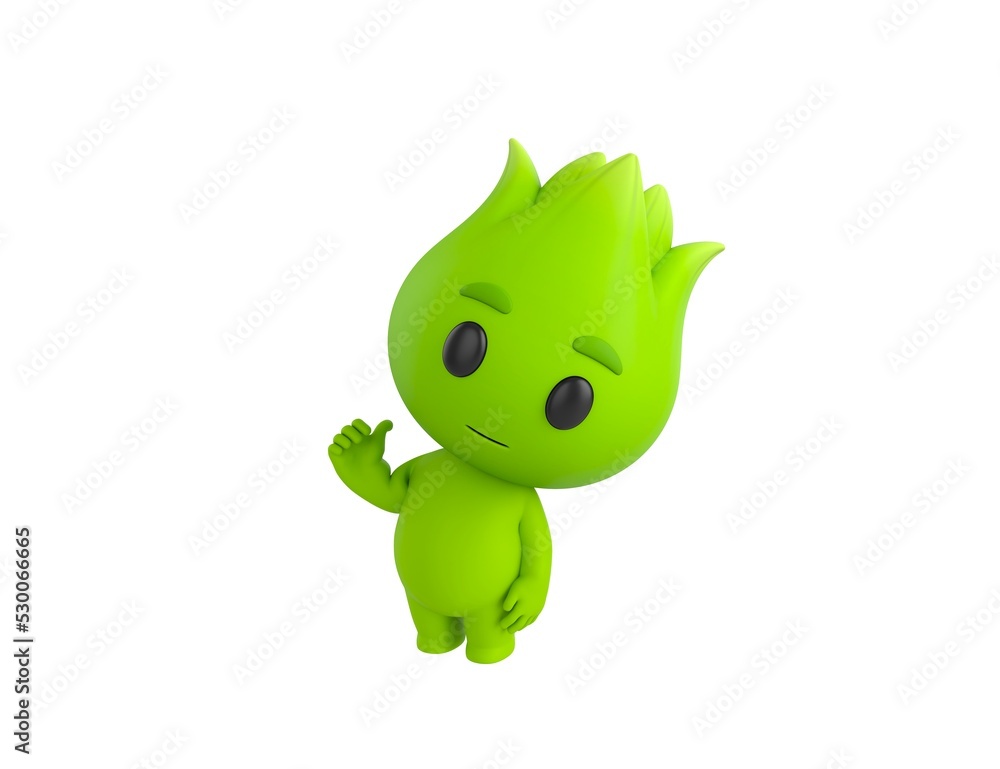 Nature Mascot character pointing back thumb up empty space in 3d ...