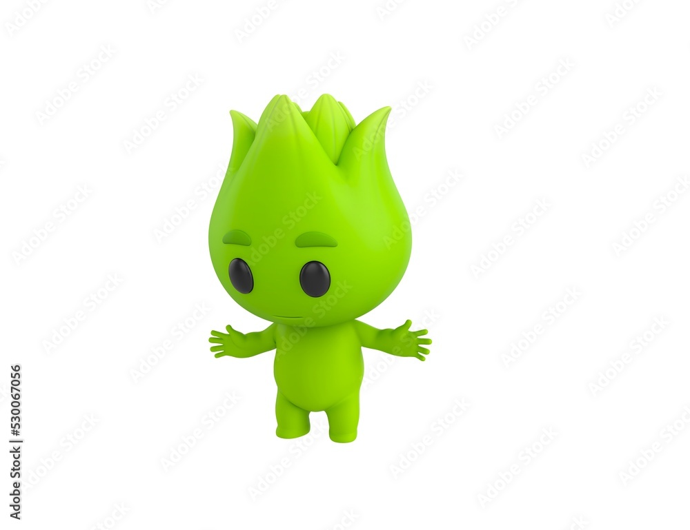 Nature Mascot character surprise and shocked in 3d rendering. Stock ...
