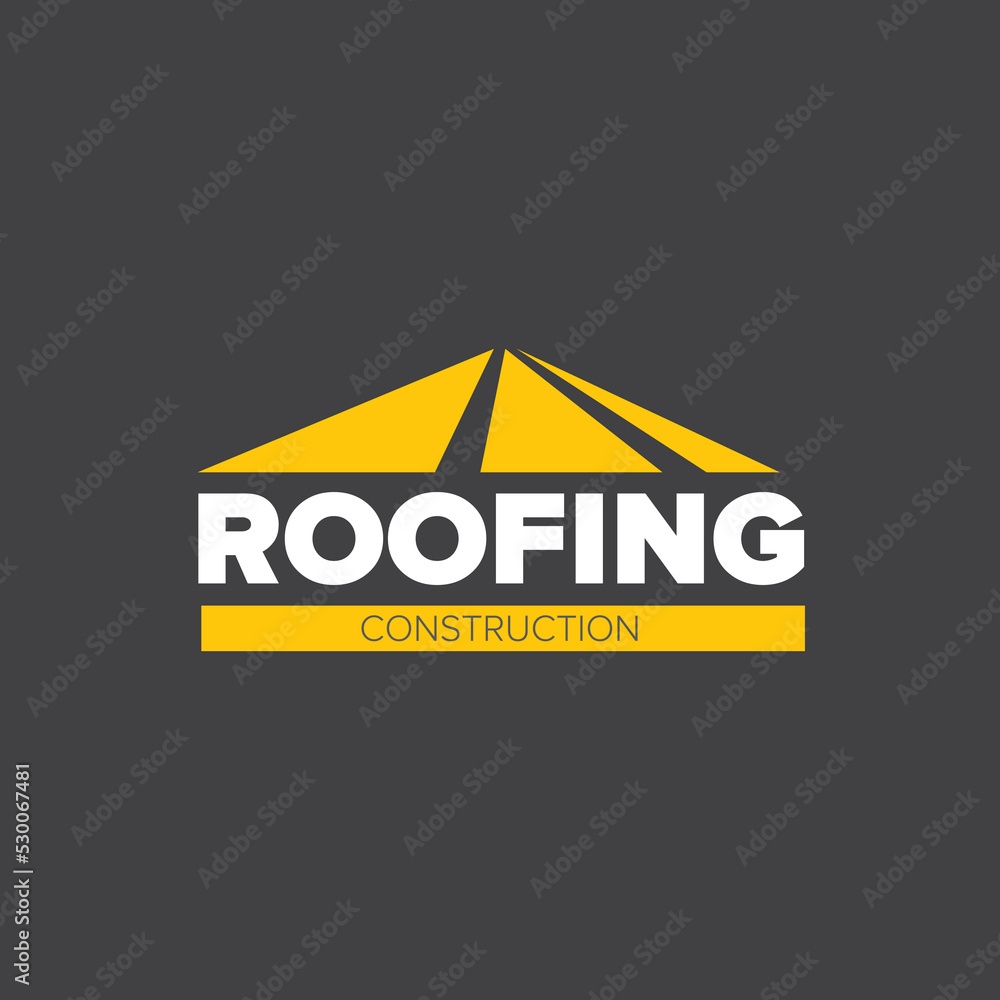Roofing construction logo design template with roof top and slogan ...