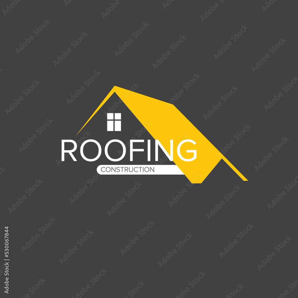 Roofing construction logo design template with roof top and slogan ...