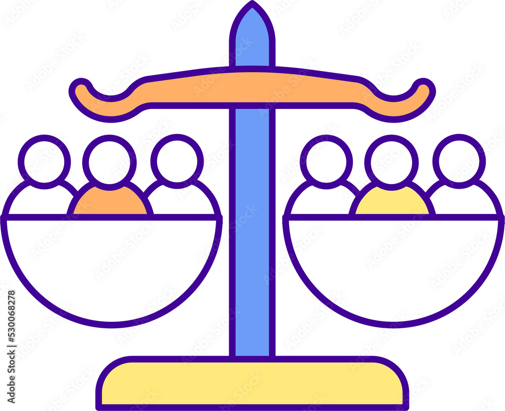 Equal human rights RGB color icon. Freedom from discrimination ...