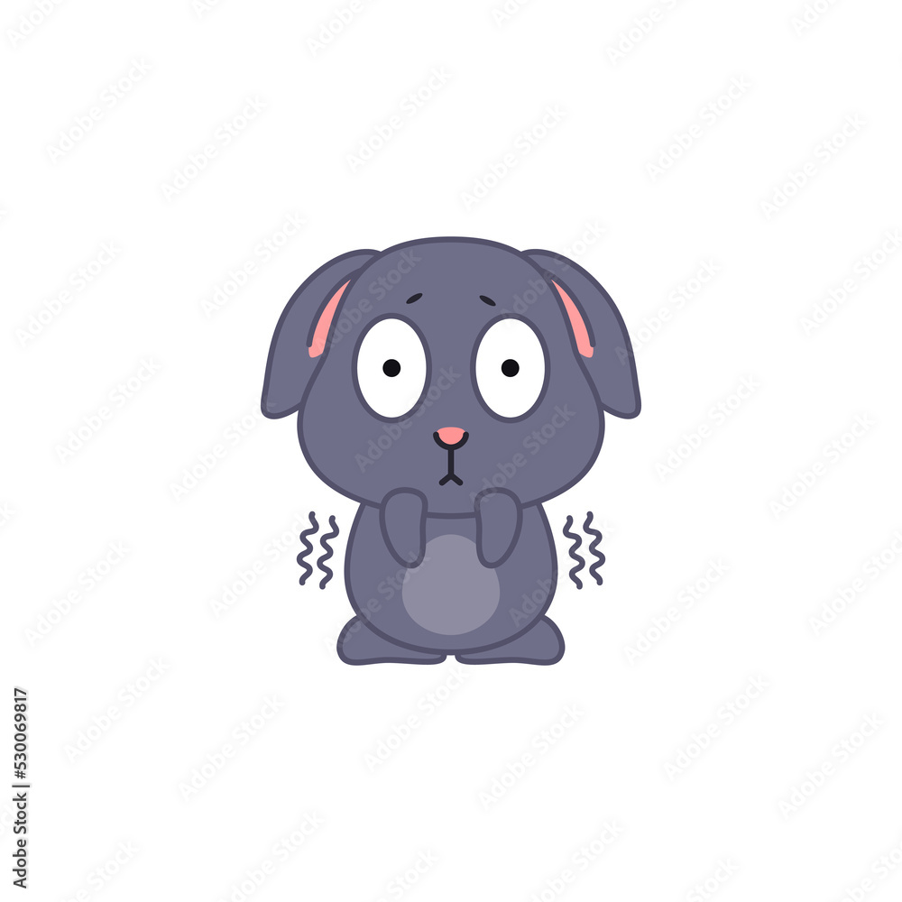 Cute scared bunny. Flat cartoon illustration of a funny little feared ...