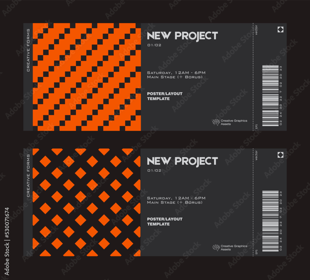 Modern exhibition ticket template layout made with abstract vector ...