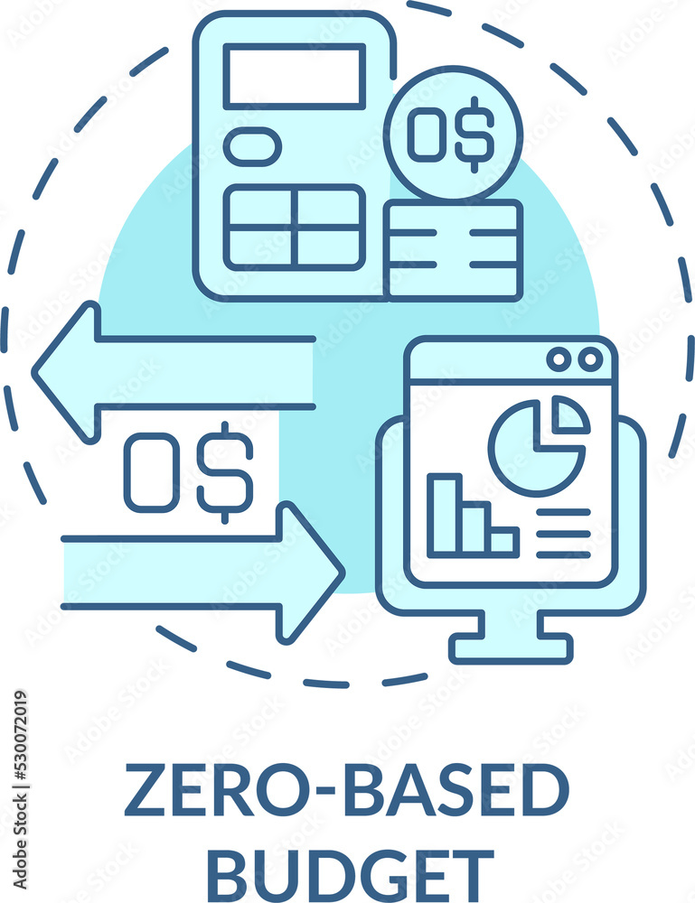 Zero-based budget turquoise concept icon. Corporate budgeting approach ...