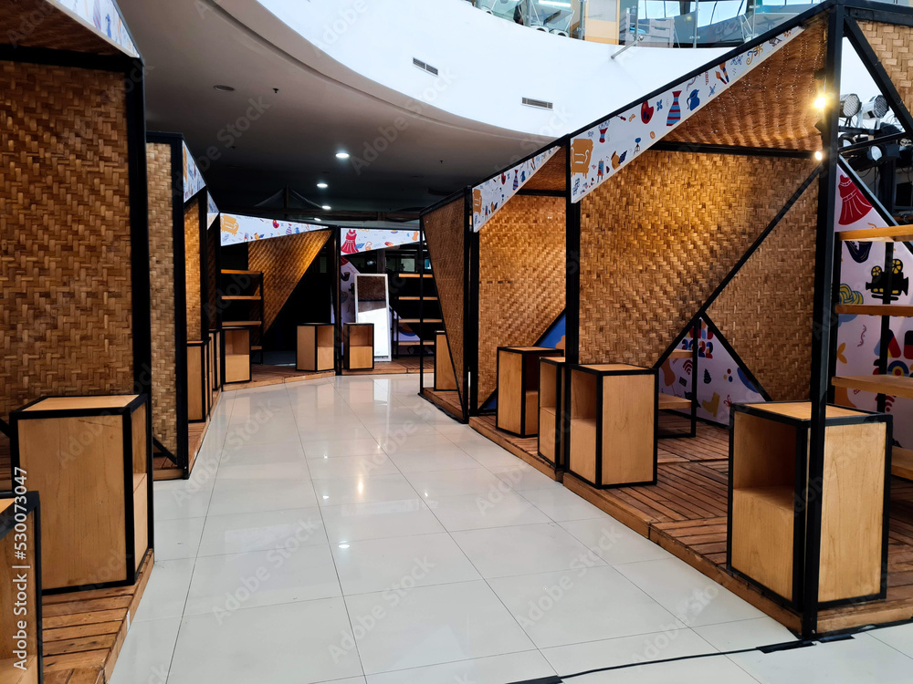Surabaya, Indonesia on September 25, 2022 : booth stand made of bamboo ...