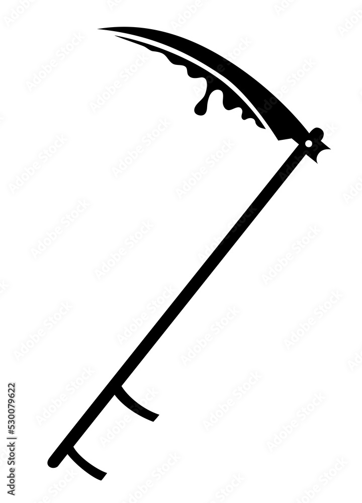 Scythe with Blood Silhouette. Halloween sticker. Horror illustration ...