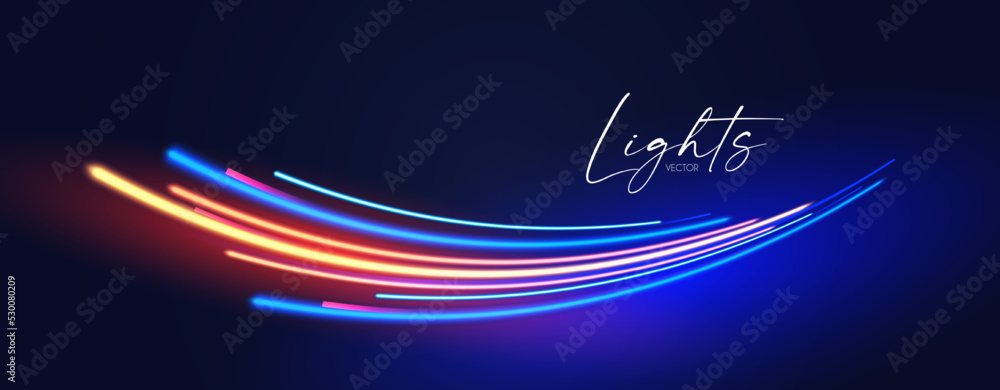 Motion light effect. Shining neon magic background and liquid speed ...