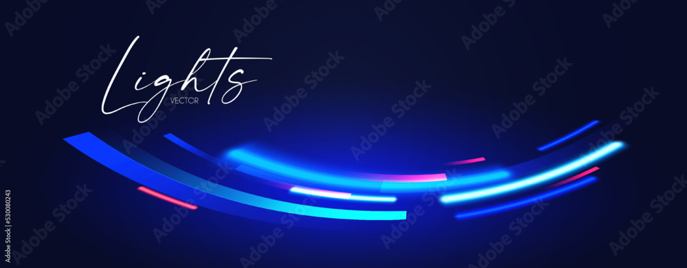 Motion light effect. Shining neon magic background and liquid speed ...