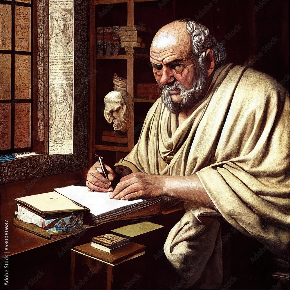 Lucius Annaeus Seneca the Younger, Roman philosoper, working in his ...