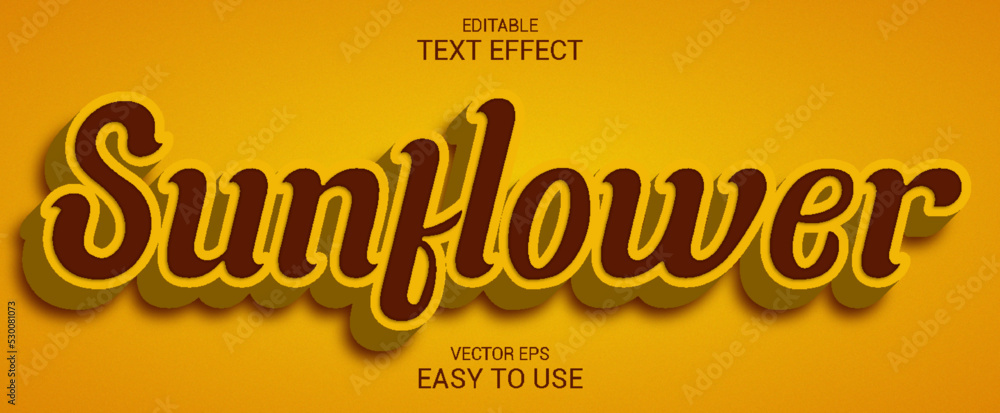 Sunflower editable 3d text effect template Stock Vector | Adobe Stock