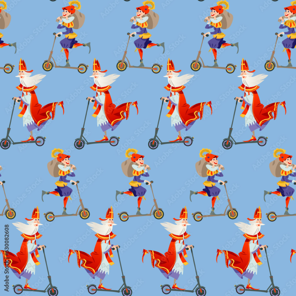 Christmas in Holland. Sinterklaas (Santa Claus) and his helper deliver ...