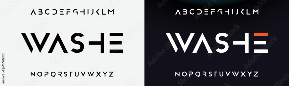 WASHE Sports minimal tech font letter set. Luxury vector typeface for ...