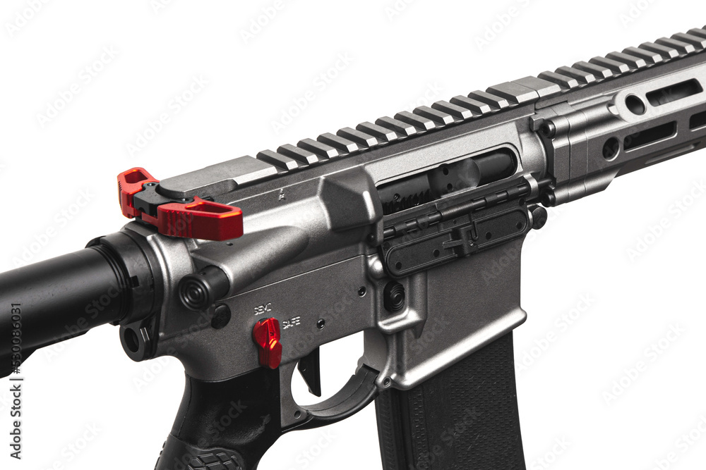 Modern automatic rifle isolated on white background. Weapons for police ...