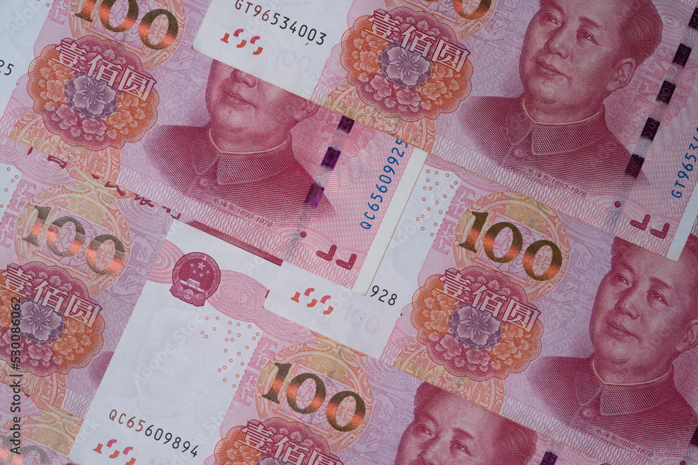 Yuan bill banknote collection for economic money transfer and currency ...