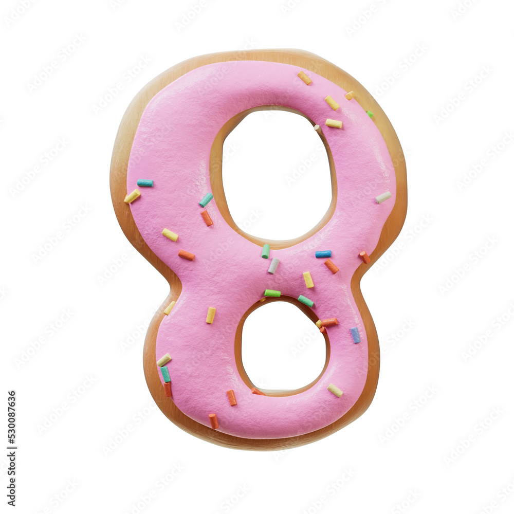 Transparent Backgrounds Mock-up.Rose Glazed Donut font alphabet number ...