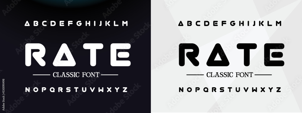RATE Sports minimal tech font letter set. Luxury vector typeface for ...